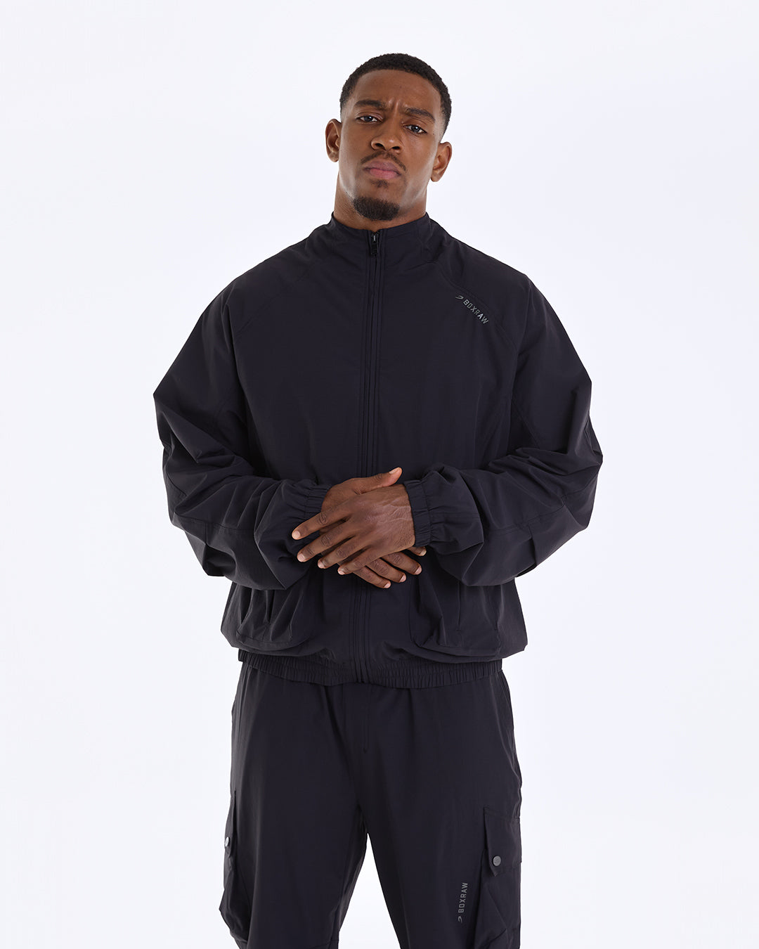 Benton Cargo Tracksuit Jacket - Black | BOXRAW