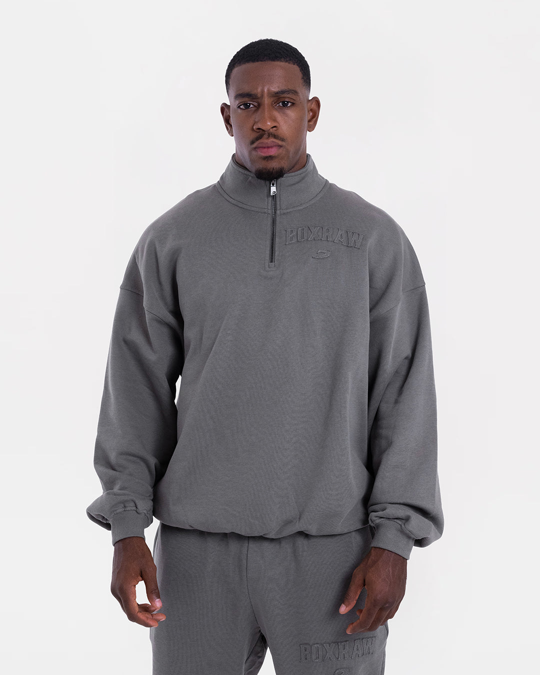 East Street 1/4 Zip - Distressed Grey | BOXRAW