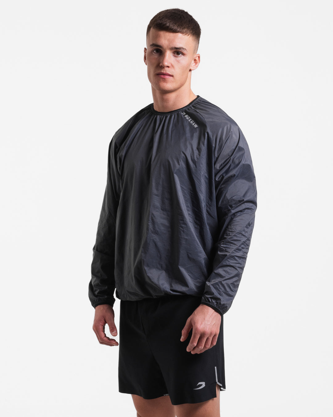 Genaro Oversized Windbreaker Crew - Charcoal | BOXRAW