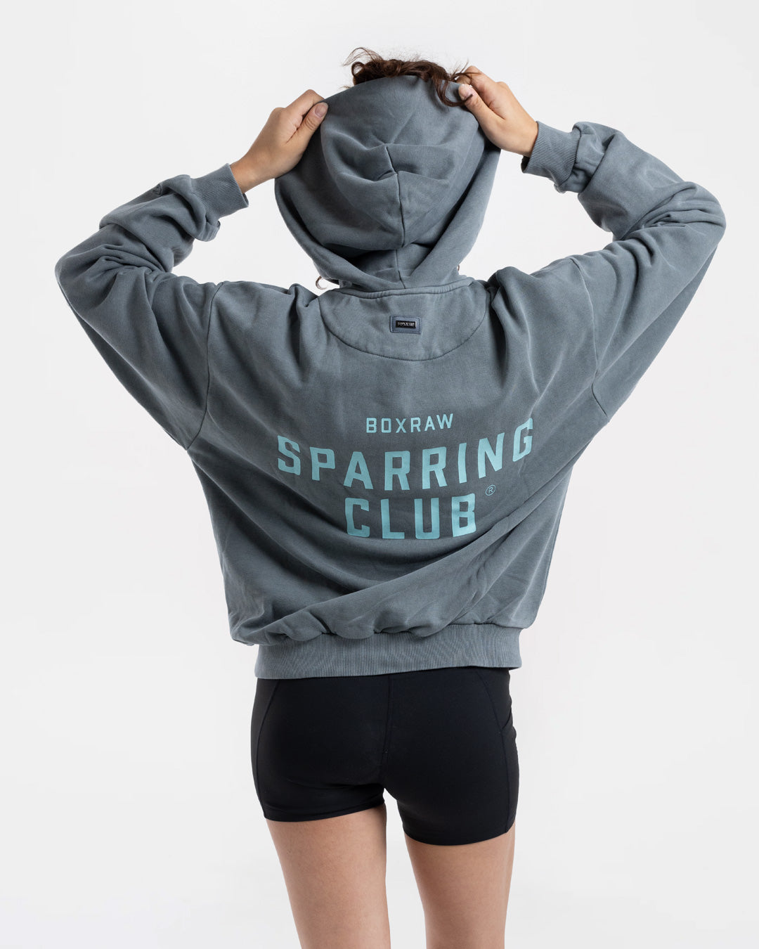 Women's Sparring Club Oversized Hoodie - Washed Charcoal | BOXRAW