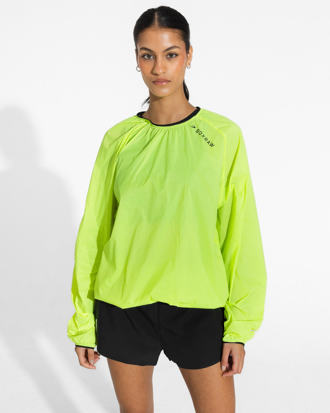 Women's Genaro Oversized Windbreaker Crew - Neon Yellow | BOXRAW