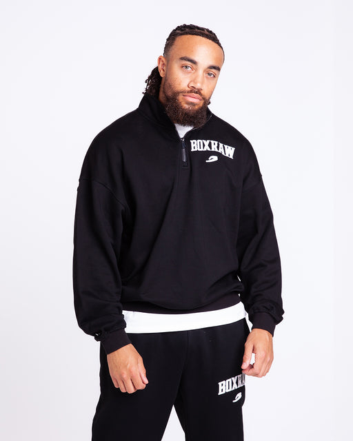 East Street 1/4 Zip Sweatshirt - Black | BOXRAW