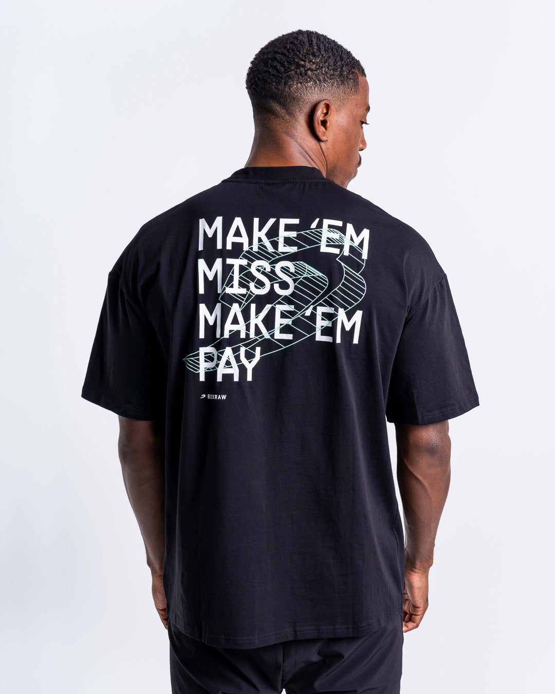 Make 'Em Miss Oversized T-Shirt - Black | BOXRAW